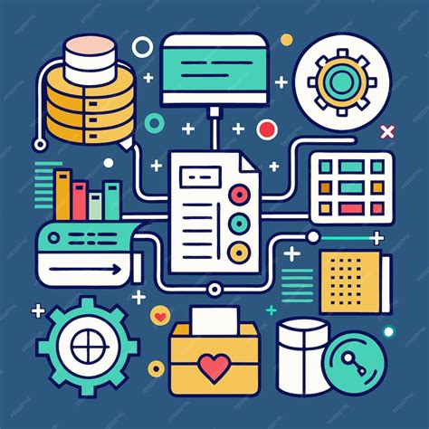 Data Processing And Analysis Illustration With Connected Icons