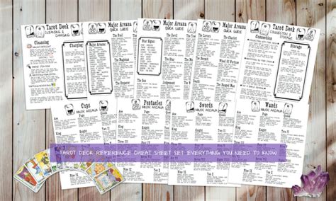 Tarot Deck Cheat Sheets Book Of Shadows Pages Beginner Witchcraft Enjoymyprintables