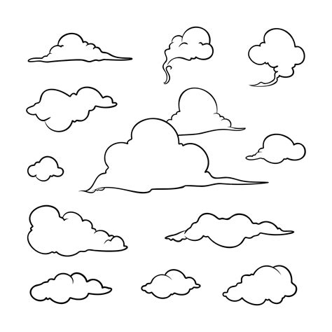 Premium Vector Illustration Of A Collection Of Doodle Clouds On A White Background