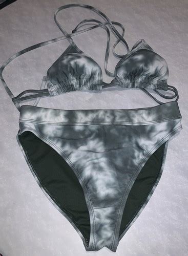 Cyn And Luca Army Tie Dye Triangle Bikini Swim Set Gem