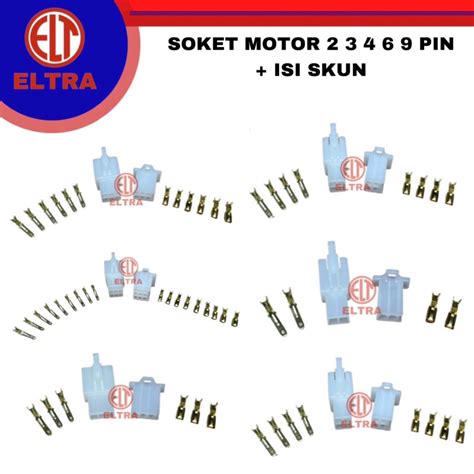 Jual Soket Socket Motor 2 3 4 6 9 Pin Isi Skun Konektor Kabel Motor