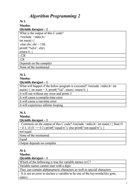algorithm programming 2 manba qiyinlik darajasi 1 what is the