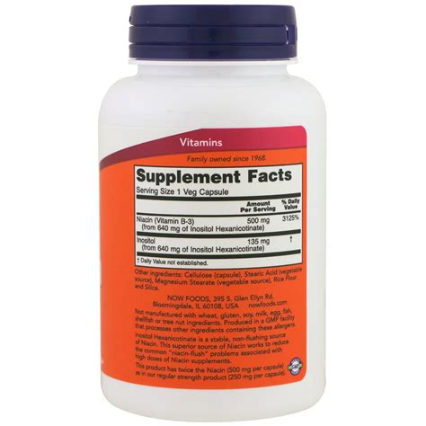 Niacin Now Foods - купить NOW Ниацин 500 мг - 90 капсул по низкой цене ...