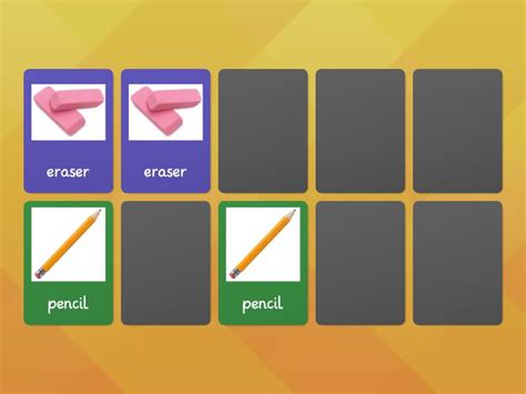 Classroom Objects Matching Pairs