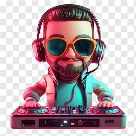 رسم كرتونية ل Dj 3d معزولة على خلفية بيضاء دي جي موسيقى حفل Png صورة