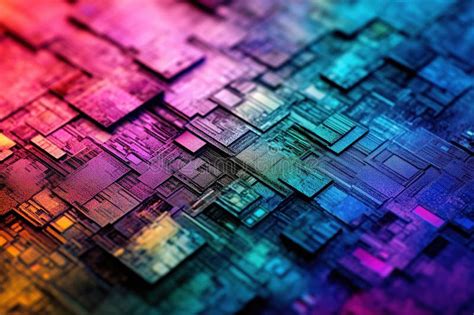 Futuristic Microchip Showing Complex Circuitry With Vibrant Colors Stock Image Image Of