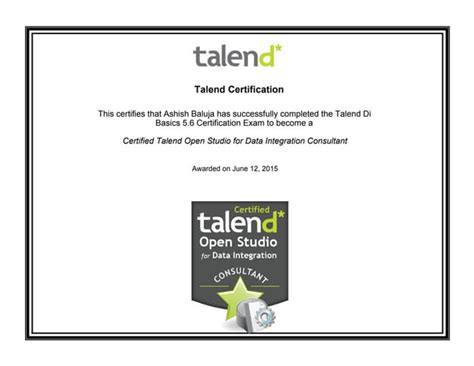 Talend Certificate Pdf