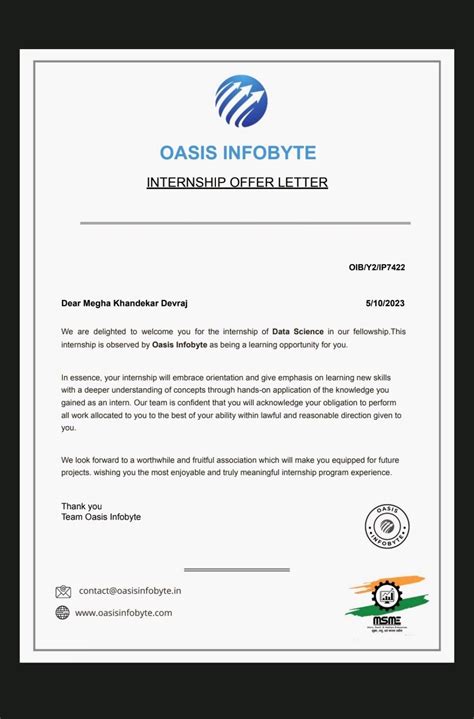 Megha Khandekar On Linkedin Hello Everyone Im Glad To Share That I Have Received The Internship