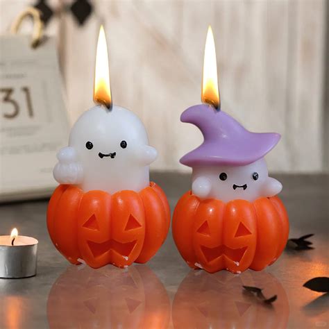 Yhmxh Halloween Ghost Candle Large Pumpkin Spooky Ghost Shaped Candles