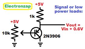 Pnp Bjt Emitter Follower Or Common Collector Voltage Follower