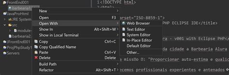 IDE Eclipse PHP não esta rodando meu novo projeto Front End em HTML deste curso PHP API