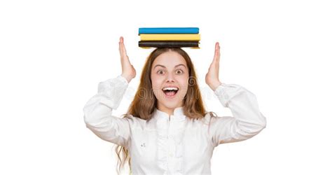 Student Get Knowledge Isolated On White Girl Self Study Back To