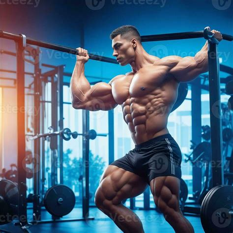 Fuerte Atleta Hombre Persona Hacer Ejercicio En El Deporte Gimnasia