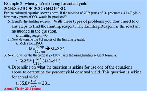 How Solve For Percentage And Actual Yield Chemistrysection10 3