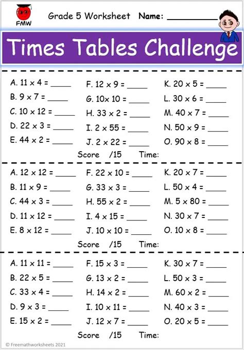 Third Grade Multiplication Table Worksheets Free Printable