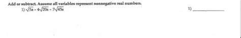 Solved Add Or Subtract Assume All Variables Represent Chegg