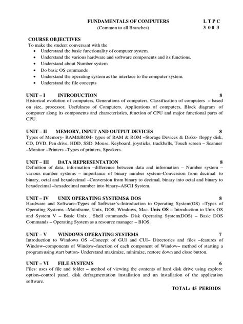 Fundamentals Of Computers Theory Sem 1 Pdf Operating System