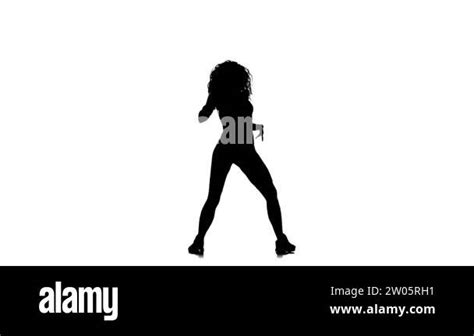 Black Silhouette On A White Background Young Beautiful Woman