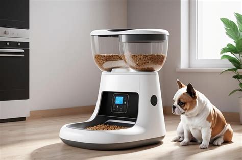 A Dog Sits In Front Of A Pet Food Processor Premium Ai Generated Image