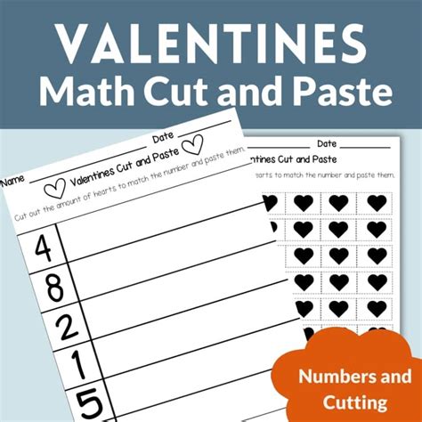 Valentines Day Math Cut And Paste Pre K Kindergarten By Blissly Learning