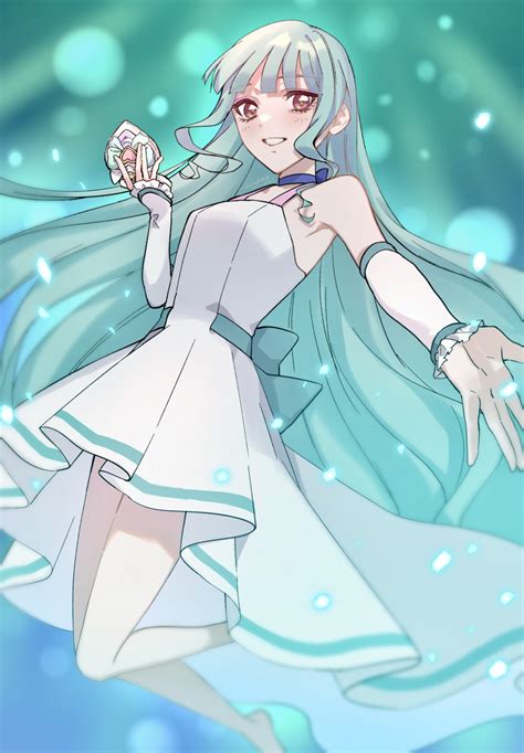 Safebooru 1girl Absurdres Aqua Background Aqua Bow Aqua Hair Back Bow