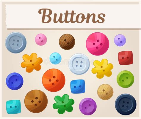 Set Of Colorful Buttons Vector Illustration Cartoon Button Icons For