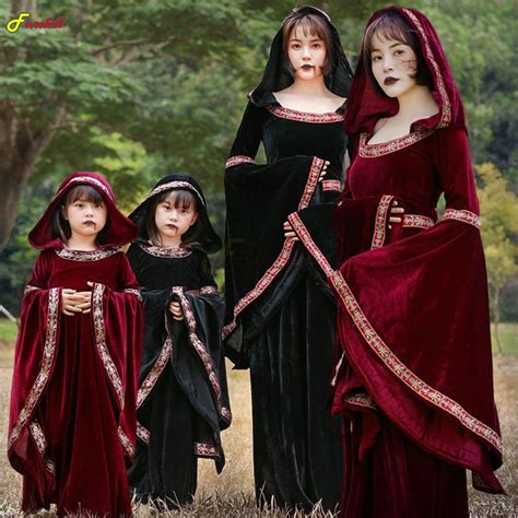 Medieval Victorian Dress For Women Steampunk Flare Sleeve Witch Robe