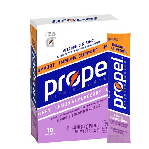 Propel Immune Support Electrolyte Drink Mix Powder Lemon Blackberry