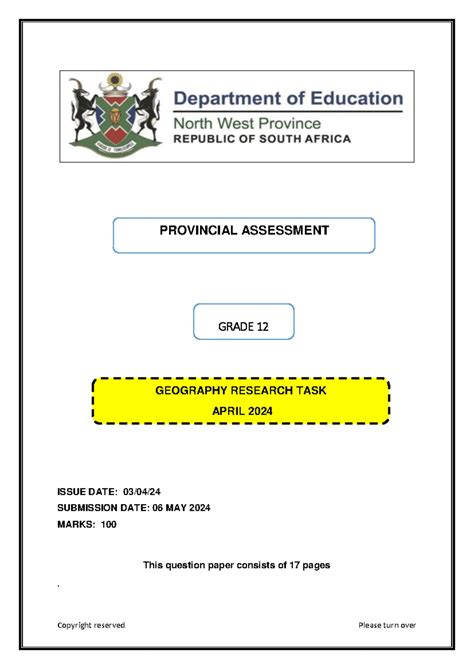 2025 Grade 12 Mapwork Task Mg Capricorn South District National