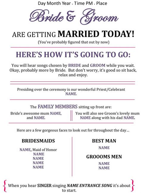 37 Printable Wedding Program Examples And Templates Template Lab Free