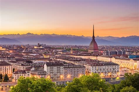 Premium Photo Turin Skyline At Dusk Torino Italy Panorama