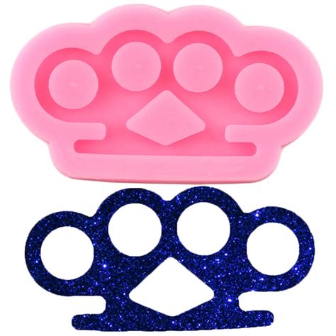 Shiny Mini Brass Knuckles Shape Silicone Molds Diy Epoxy Resin Keychains Mould Necklace Jewelry