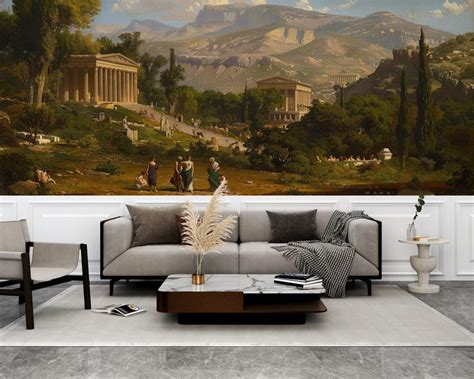 Ancient Greek Landscape Mural Peel And Stick Wallpaper Etsy