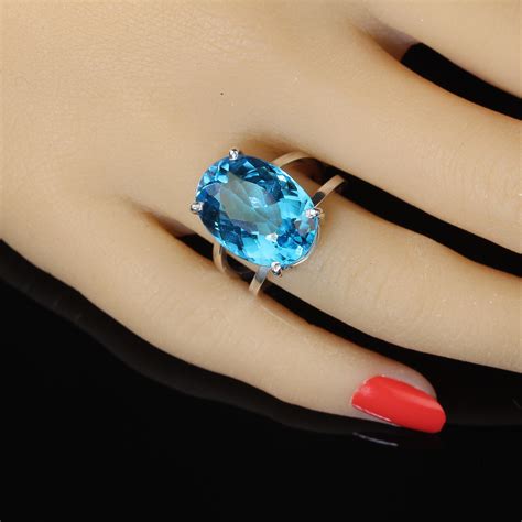 Ajd Scintillating 17ct Swiss Blue Topaz And Sterling Silver Ring For