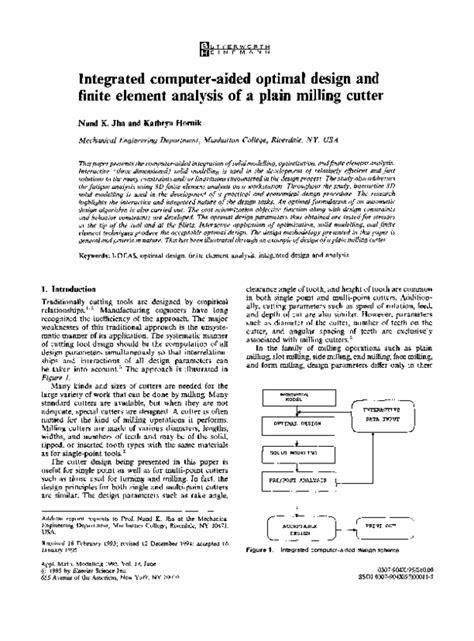 Pdf Integrated Computer Aided Optimal Design And Finite Element Analysis Of A Plain Milling Cutter