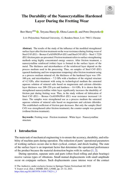 Pdf The Durability Of The Nanocrystalline Hardened Layer During The