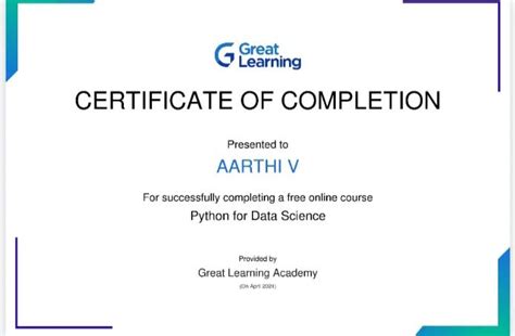 Aarthi V On Linkedin Pythonfordatascience Certified Datascience