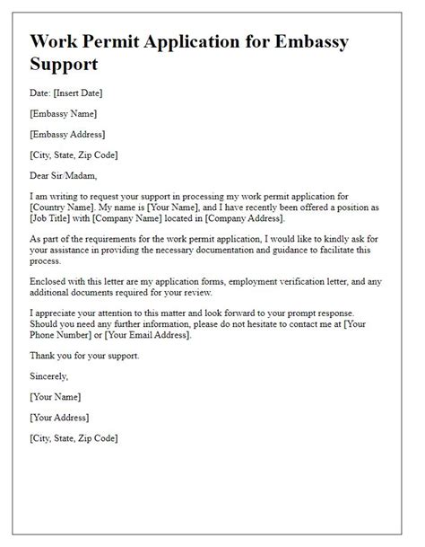 Letter Template For Embassy Work Permit Application Free Samples In