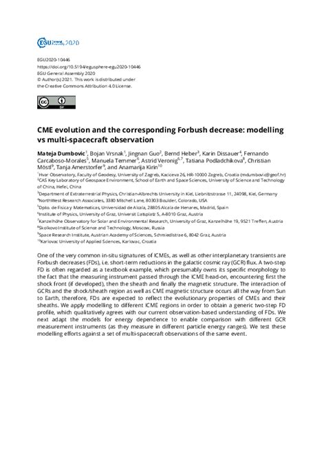 Pdf Cme Evolution And The Corresponding Forbush Decrease Modelling