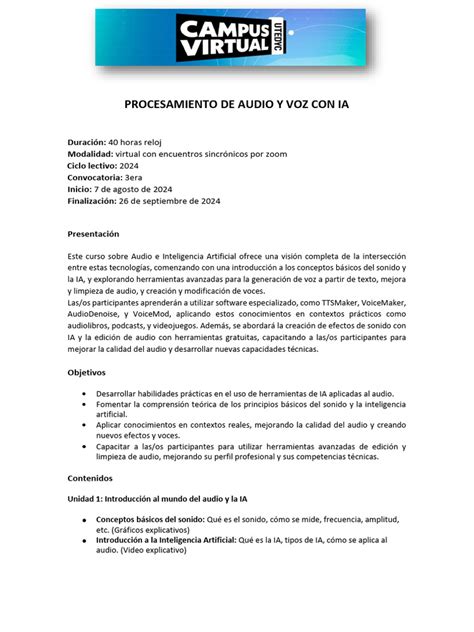 Procesamiento De Audio Y Voz Con Ia Pdf