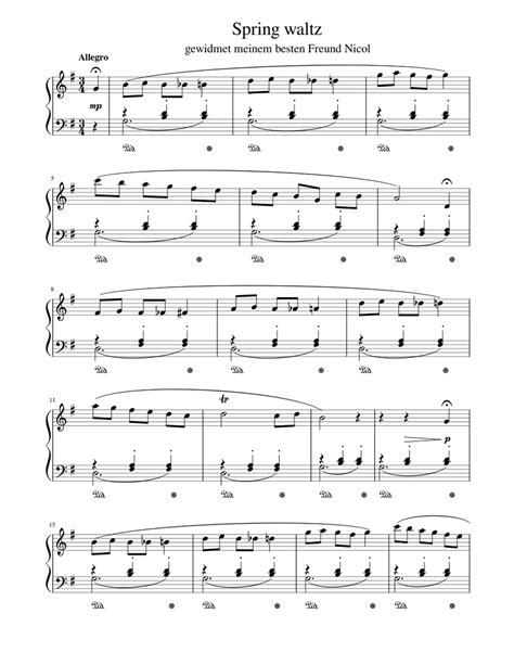 Spring Waltz Sheet Music For Piano Solo Easy