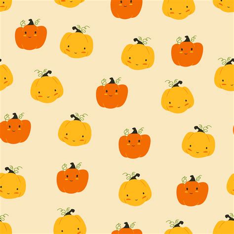Cute Pumpkins Seamless Pattern In Flat Style Vector Illustration