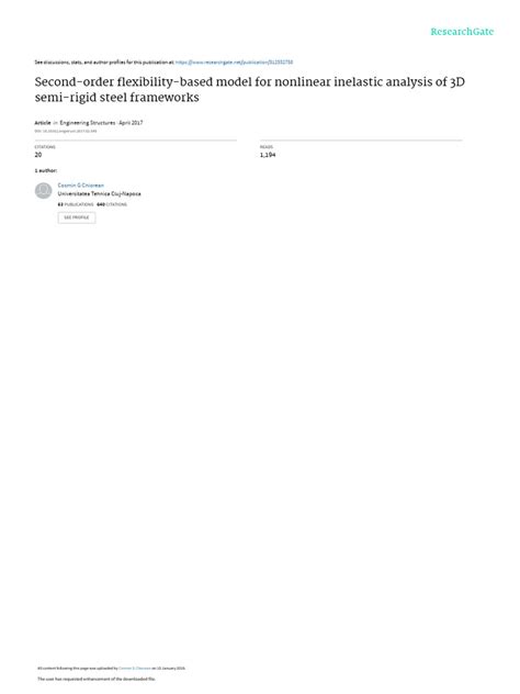 Second Order Flexibility Based Model For Nonlinear Pdf Elasticity Physics Differential