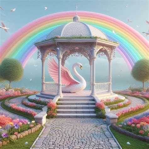 Swan Gazebo With Rainbow