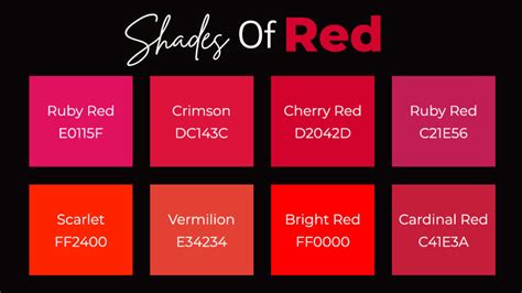 Shades Of Red 50 Red Color Names Hex Codes Meanings And Design Uses