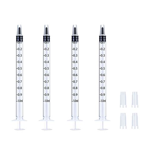 4 Pack 1ml Syringes With Cap Luer Slip Tip Syringe For Liquid No