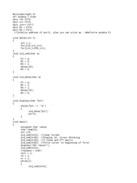 Adc Interfacing 8051 Code Pdf