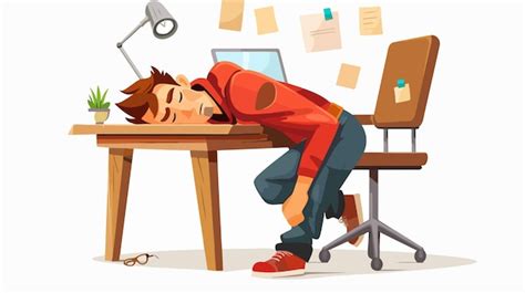 Stressed Man Slumped Over Desk Cartoon Vector Illustration Premium Ai