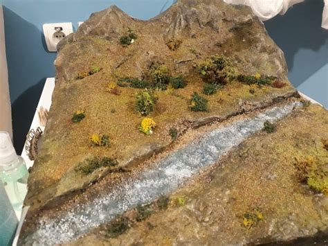 Realistic Landscape Diorama With Stones In The River
