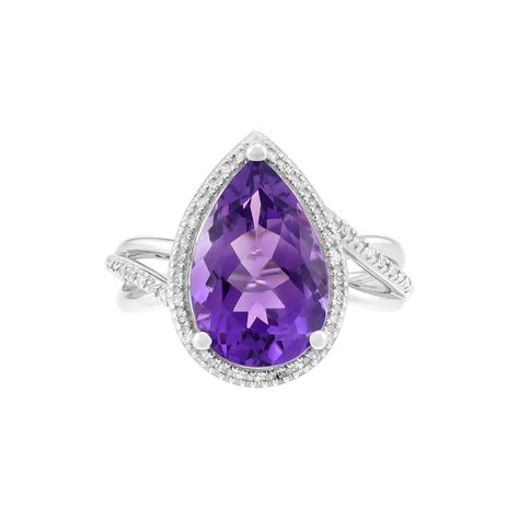 Amethyst And Diamond Ring In Sterling Silver 110 Ct Tw